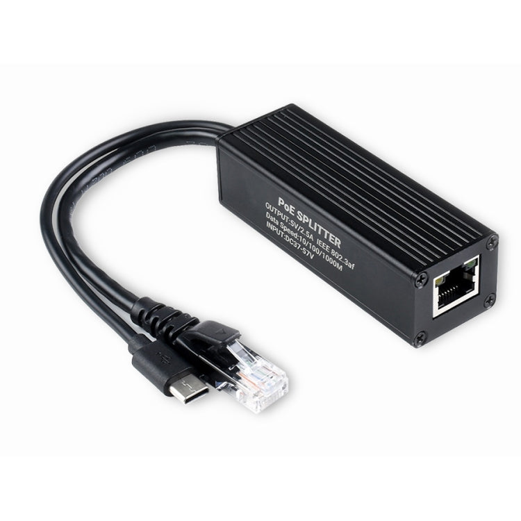 Caja de metal Waveshare Gigabit Poe Splitter, 5V 2.5A Tipo-C fuera ...