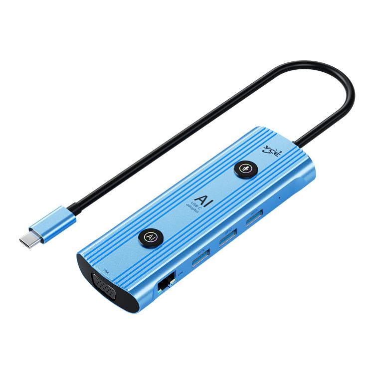 Adaptador concentrador USB-C/Tipo C YCE V261 13 en 1 con IA (azul ...