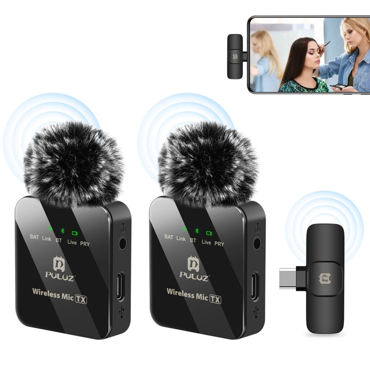 Micrófono Lavalier inalámbrico PULUZ para teléfono tipo C, receptor ti ...