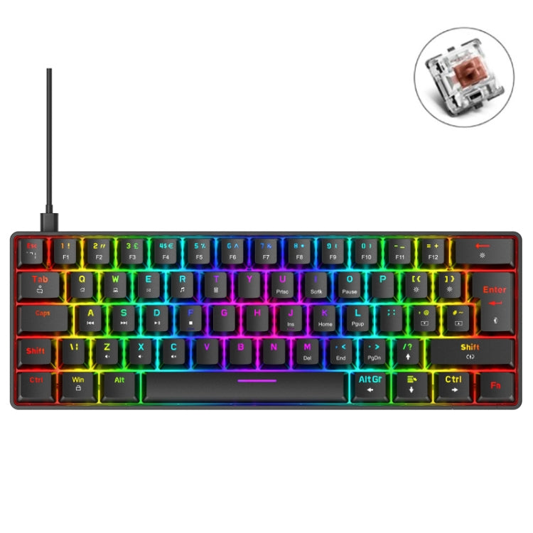 Ziyou Lang T60 62 KEY RGB Luminoso teclado cableado mecánico, longitud ...